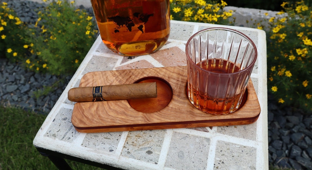 Cigar and Whiskey Pairing Tray - Cigar Old Fashioned Wooden Coaster ...