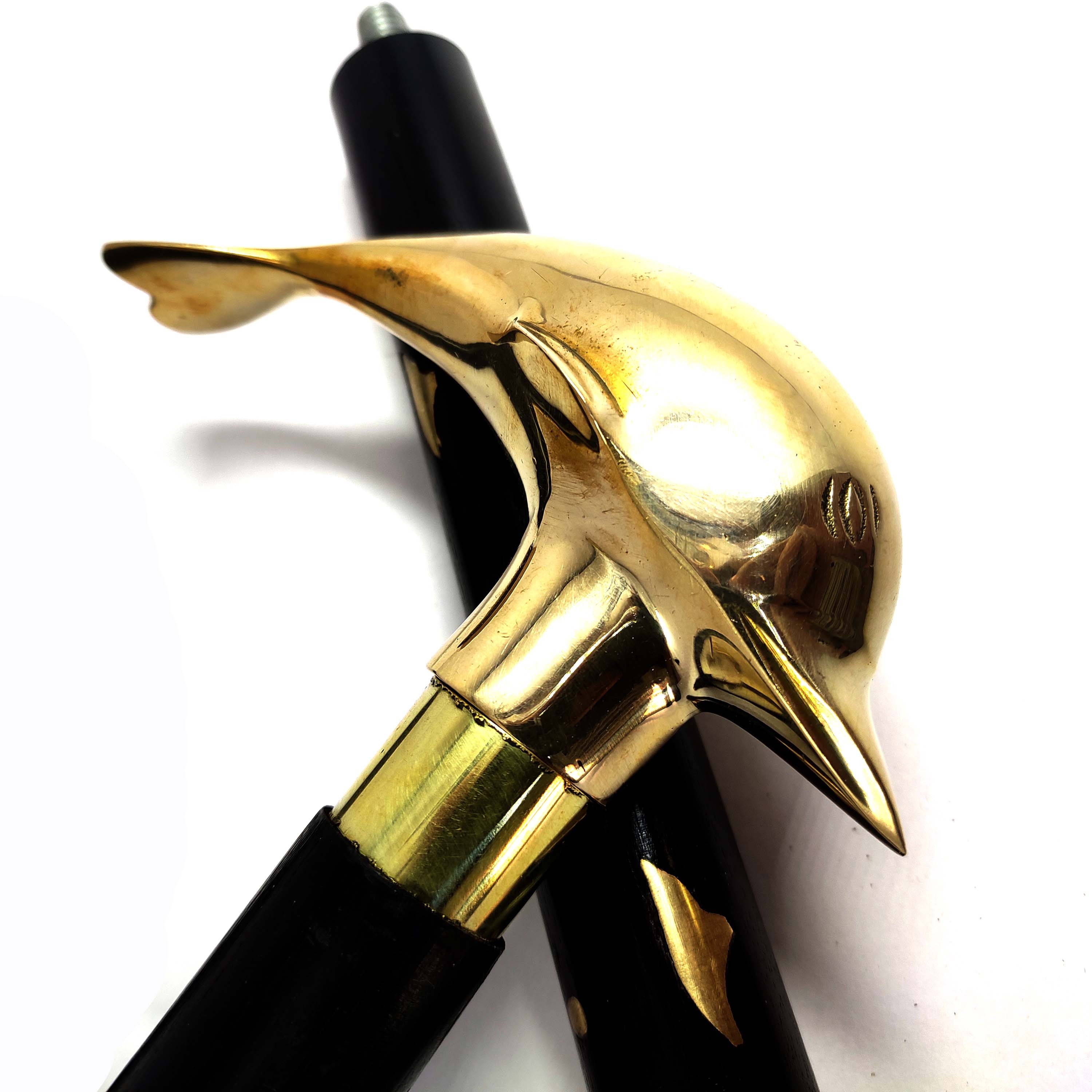 Walking Sticks Dolphin Handle Design Can Golden Brass Handle Gift ...
