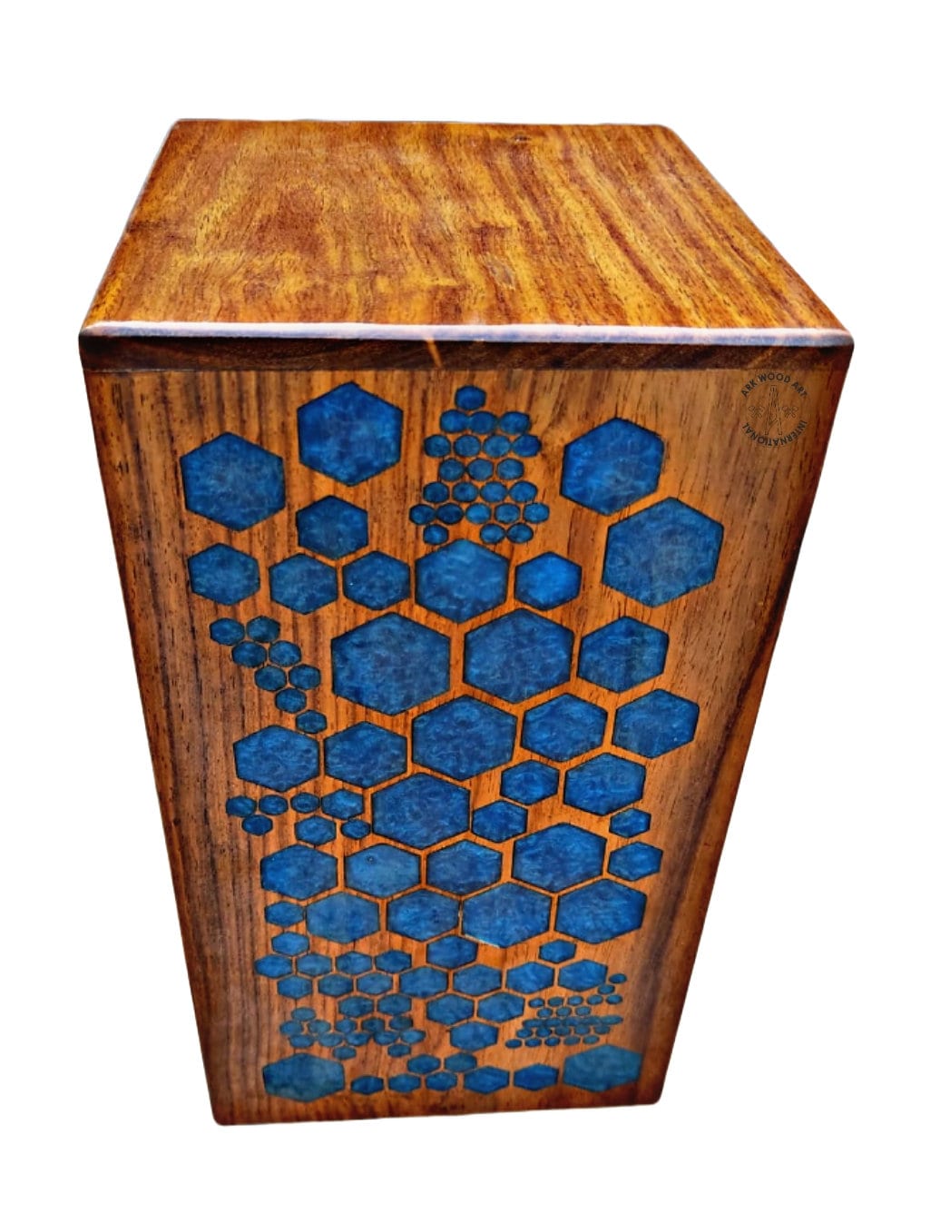 Wood Urn Hexagonal Epoxy and Resin Mix Humans & Burial Female/male Blue ...
