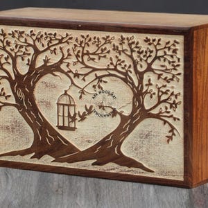 Handcrafted Tree of Life Pinewood Cremation Urn Box - Memorial Keepsake ...