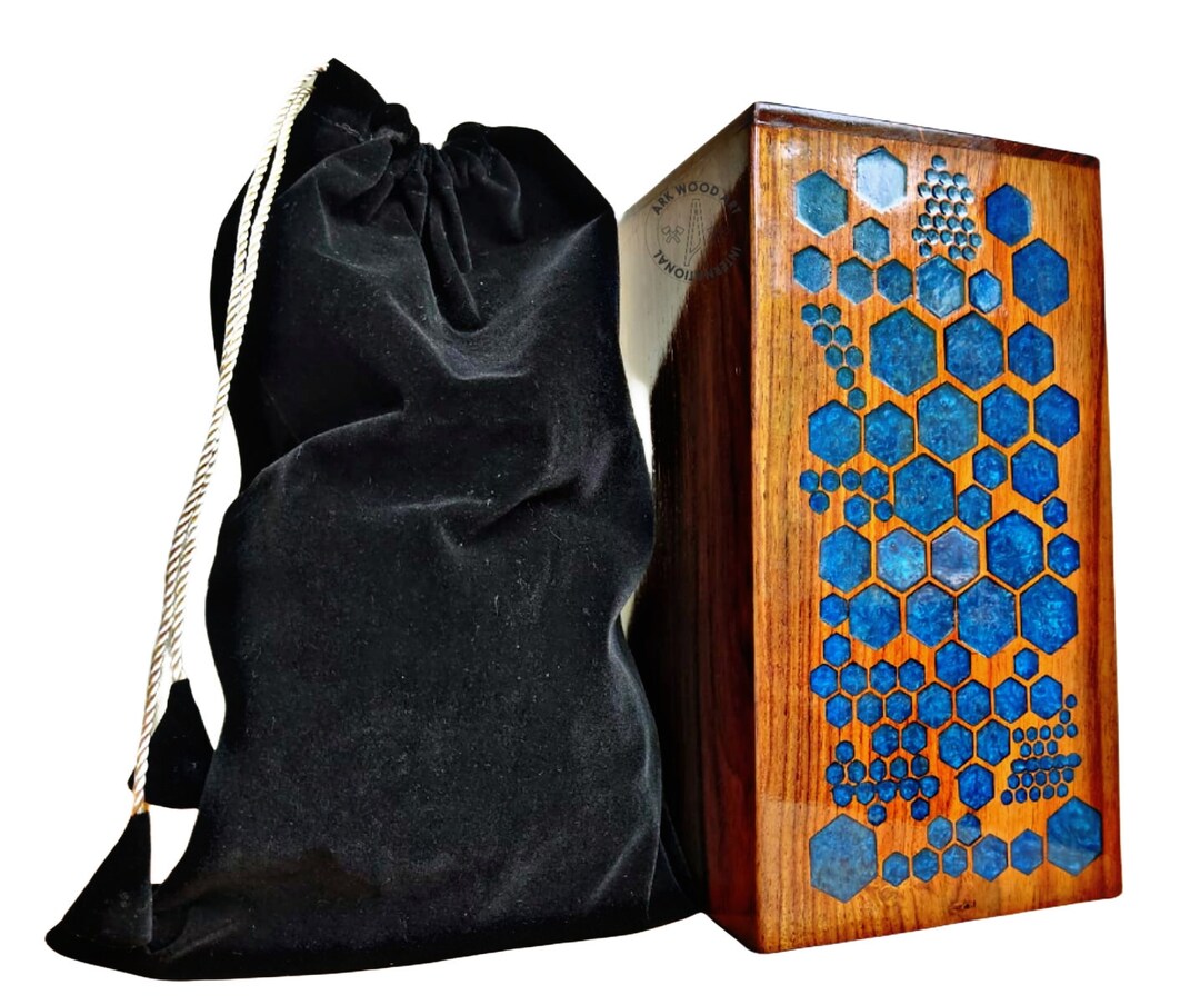 Wood Urn Hexagonal Epoxy and Resin Mix - Humans & Burial Female/male ...