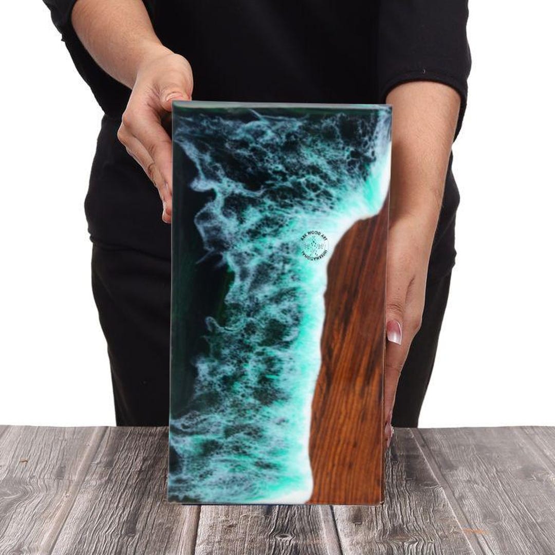 Handmade Rosewood Memorial Urn: Ocean Epoxy Resin Design - Etsy