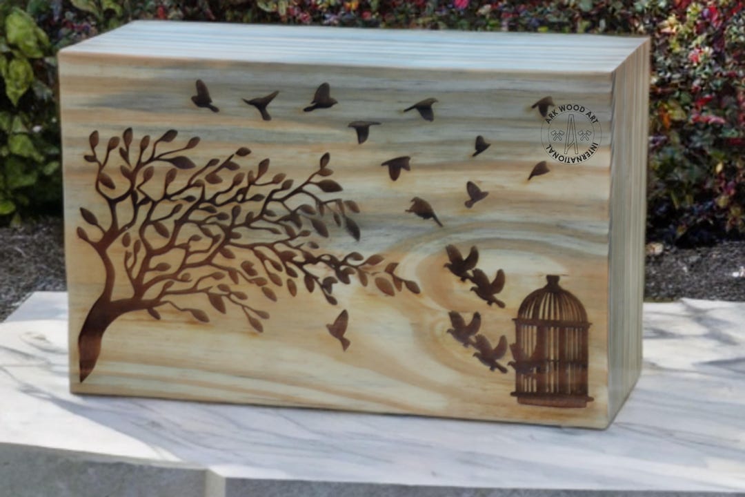 Handmade Tree of Life Pinewood Cremation Urn Box - Etsy