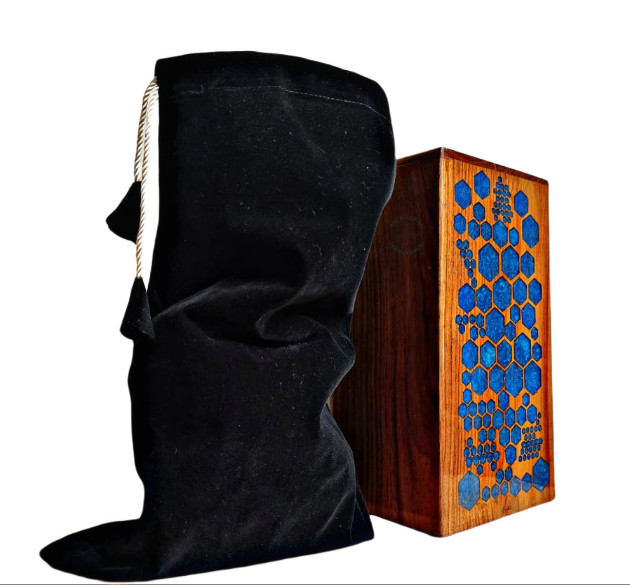 Wood Urn Hexagonal Epoxy and Resin Mix Humans & Burial Female/male Blue ...