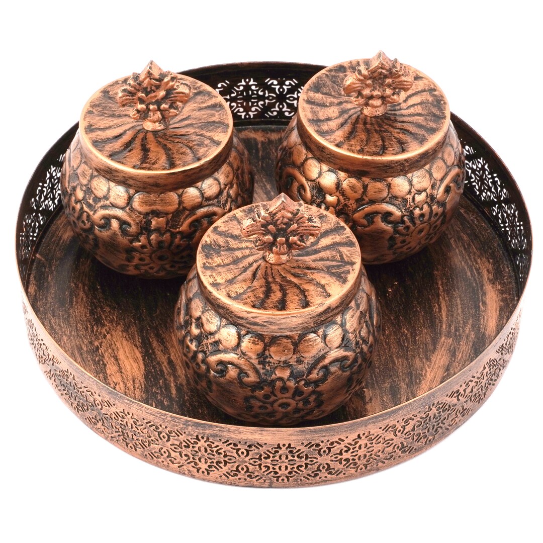 Handmade Copper Canister Set With Tray: Kitchen Storage Jars - Etsy