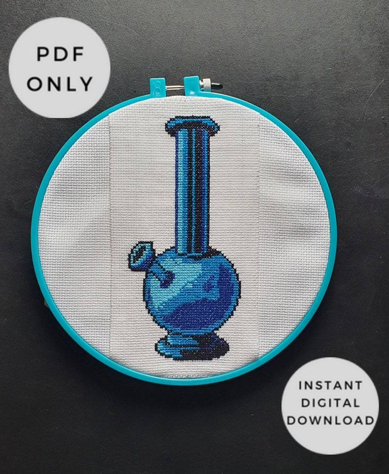Blue Bong Cross Stitch Pattern Stoner Embroidery Modern - Etsy
