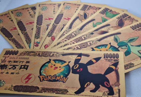 10.000 Yen Gold Banknote Pokemon Evoli Evolutions | Etsy