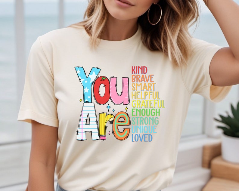 You Are Kind Loved Brave Enough Shirt, Rainbow Affirmations ...