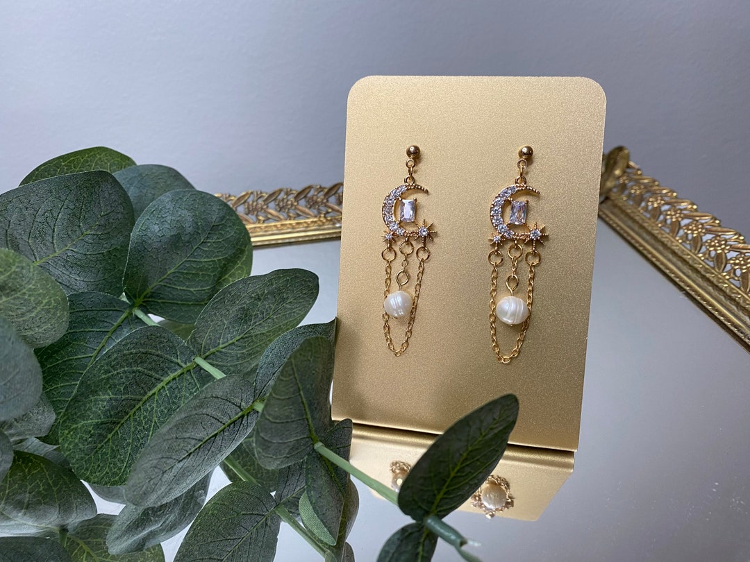 Velaris | Glamorous Earrings, Moon Earrings, Celestial Earrings, Dangle ...