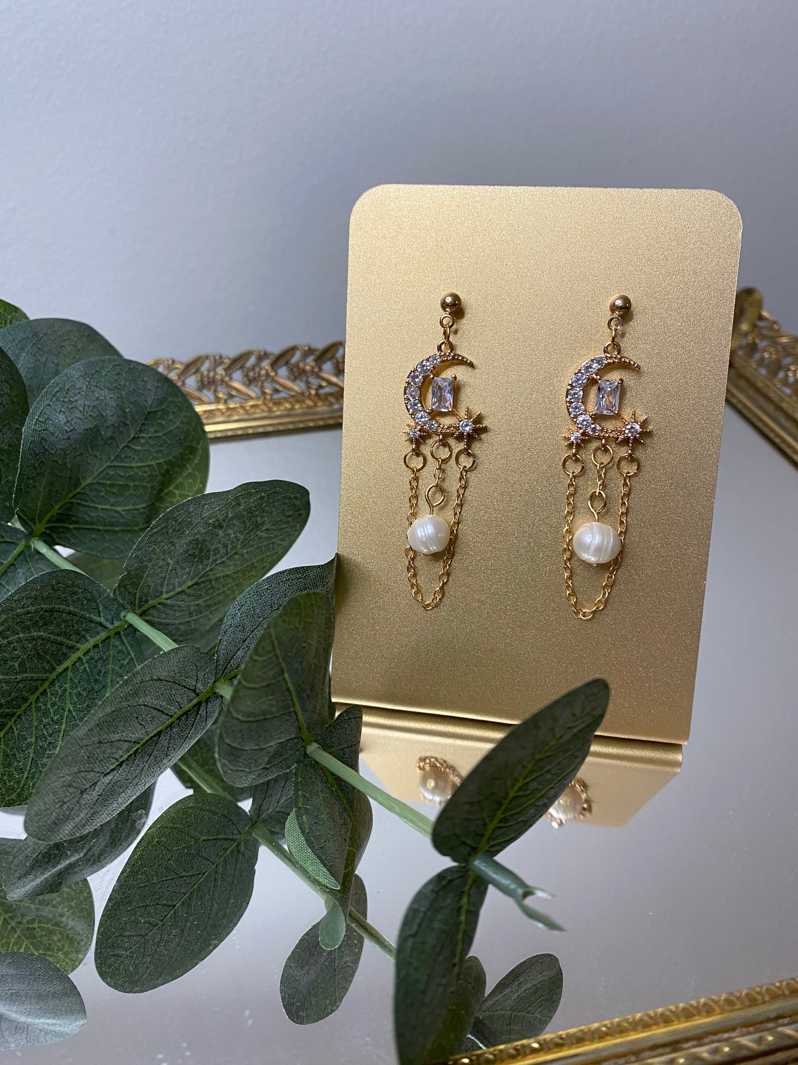 Velaris | Glamorous Earrings, Moon Earrings, Celestial Earrings, Dangle ...