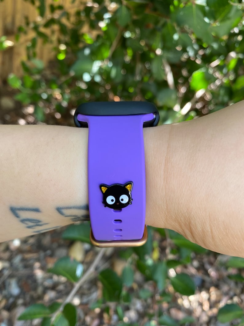 Black Kitty Cat Watch Band Charm - Apple Watch Series 1 - 9 Silicone ...