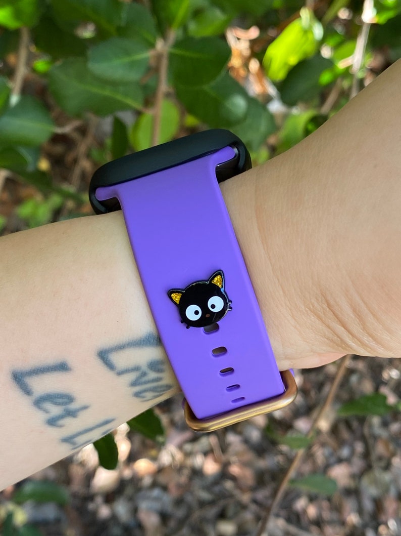 Black Kitty Cat Watch Band Charm - Apple Watch Series 1 - 9 Silicone ...