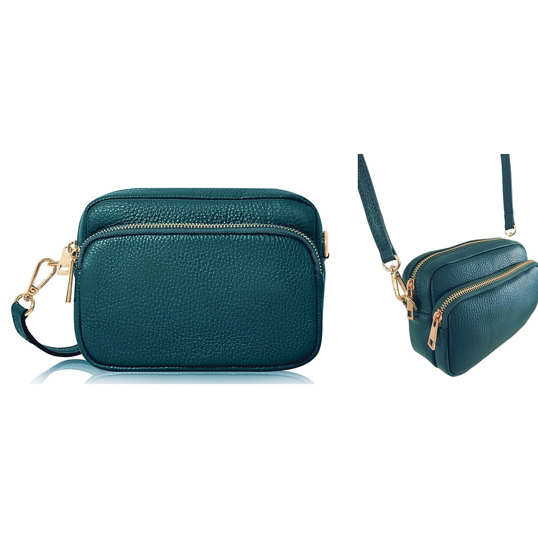 Dark Teal Camera Bag, Double Compartment Crossbody Bag, Shoulder Bag ...