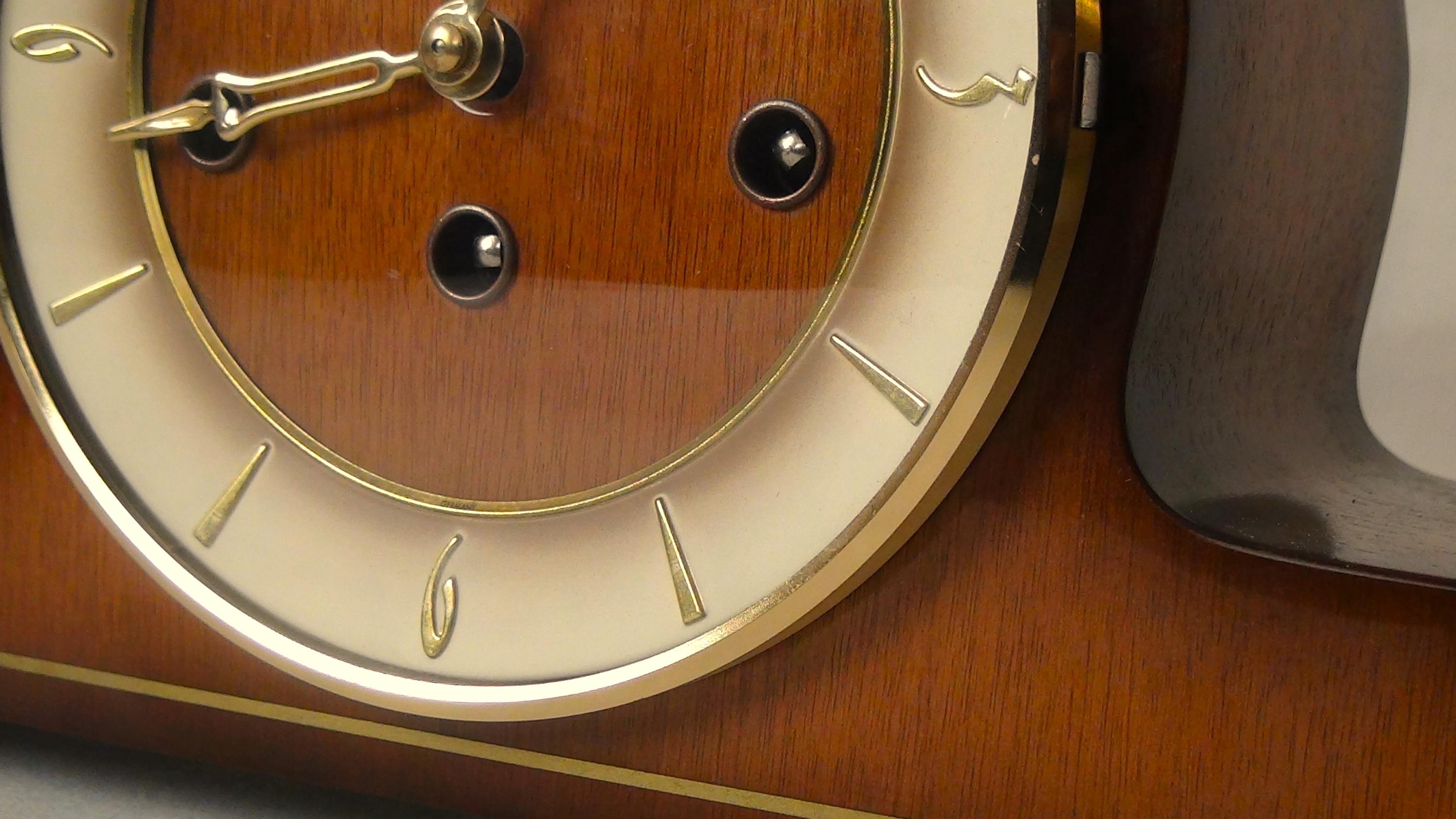 Original Vintage Hermle Germany Mantle Clock With Chimes, Polished ...