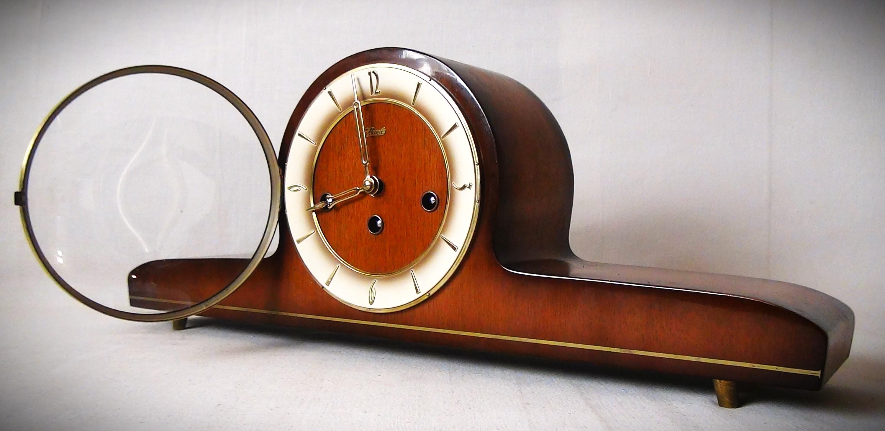 Original Vintage Hermle Germany Mantle Clock With Chimes, Polished ...