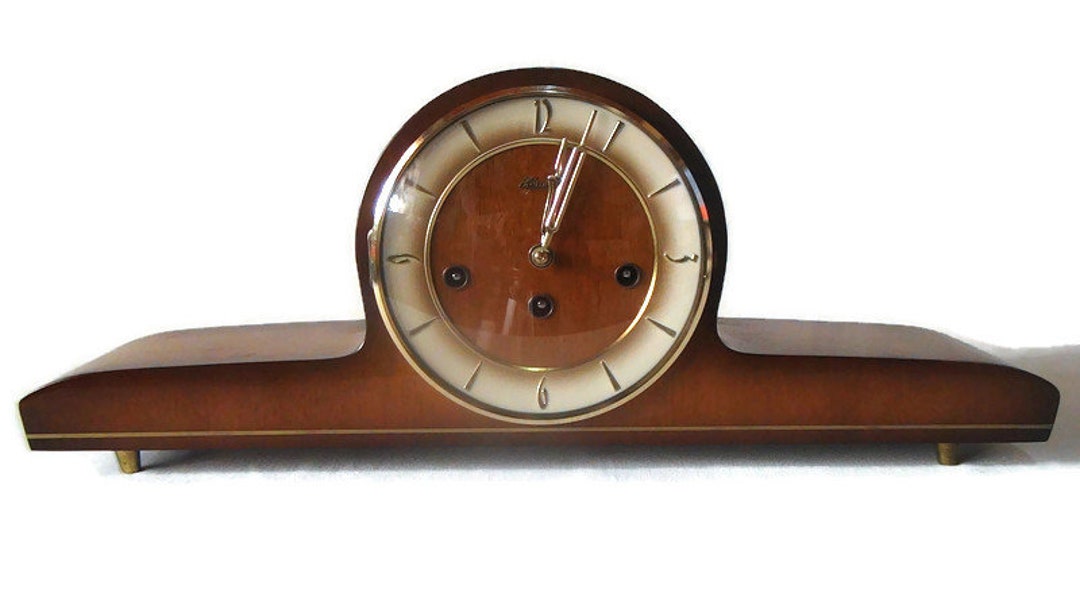 Original Vintage Hermle Germany Mantle Clock With Chimes, Polished ...