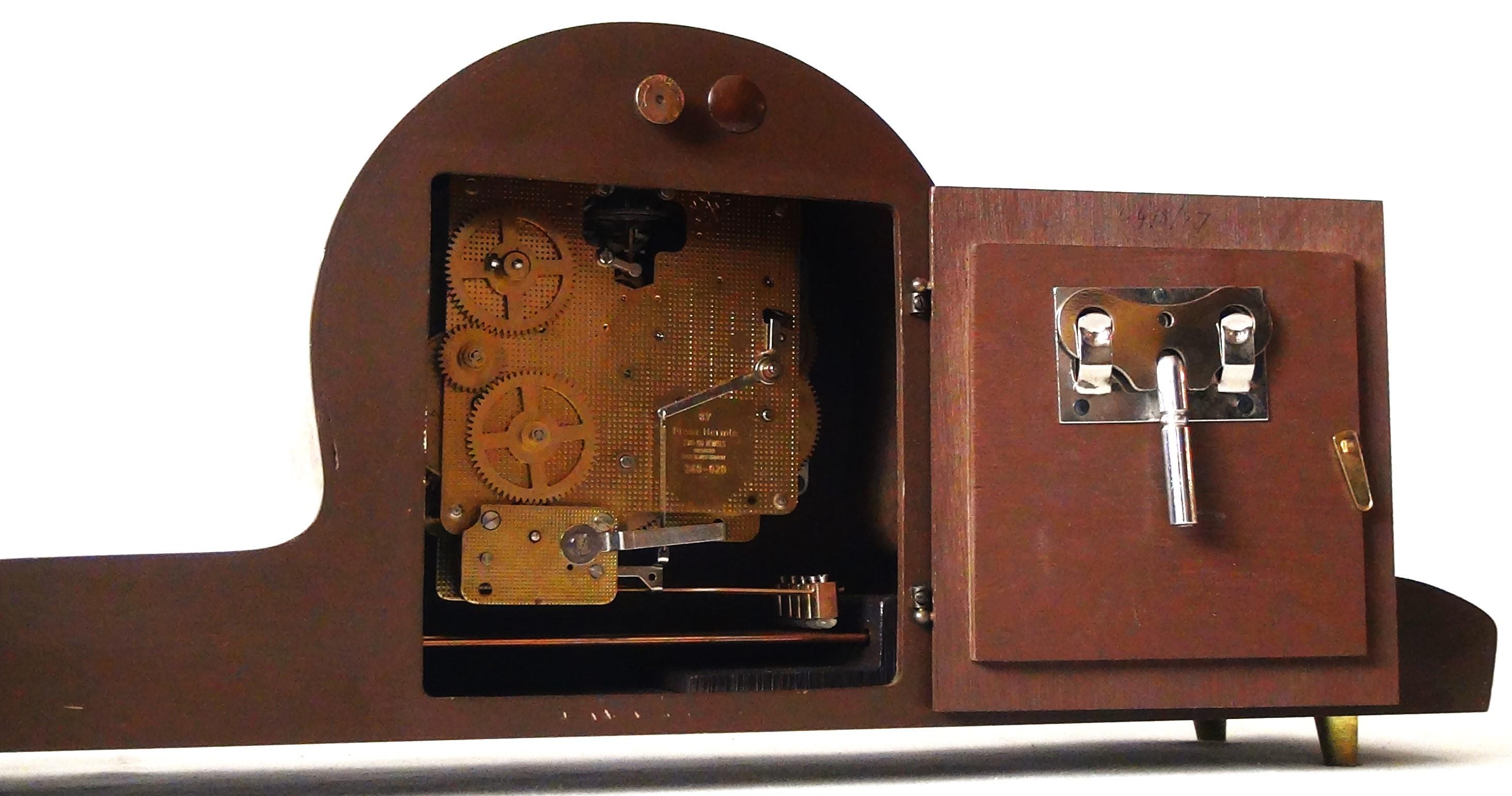 Original Vintage Hermle Germany Mantle Clock With Chimes, Polished ...