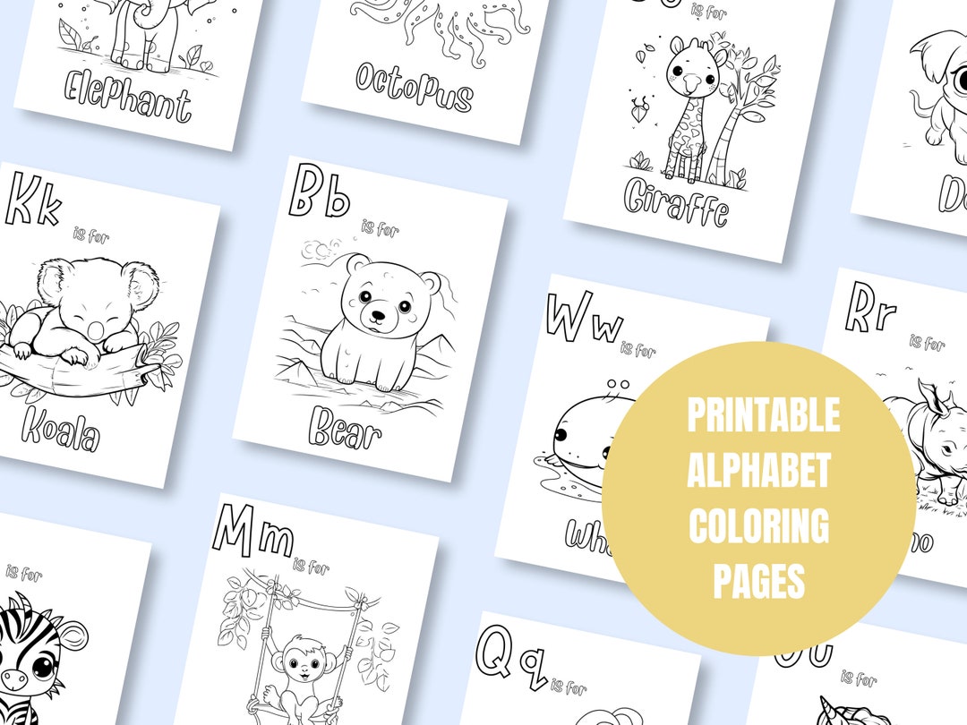 Animals Alphabet Coloring Pages, A-Z Printable Coloring Pages, ABC ...