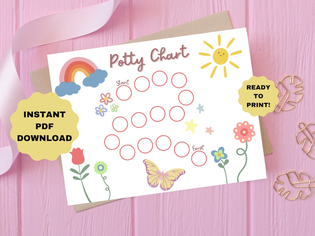 Girl Potty Training Chart, Girl PDF Potty Chart, Girly Potty Training ...