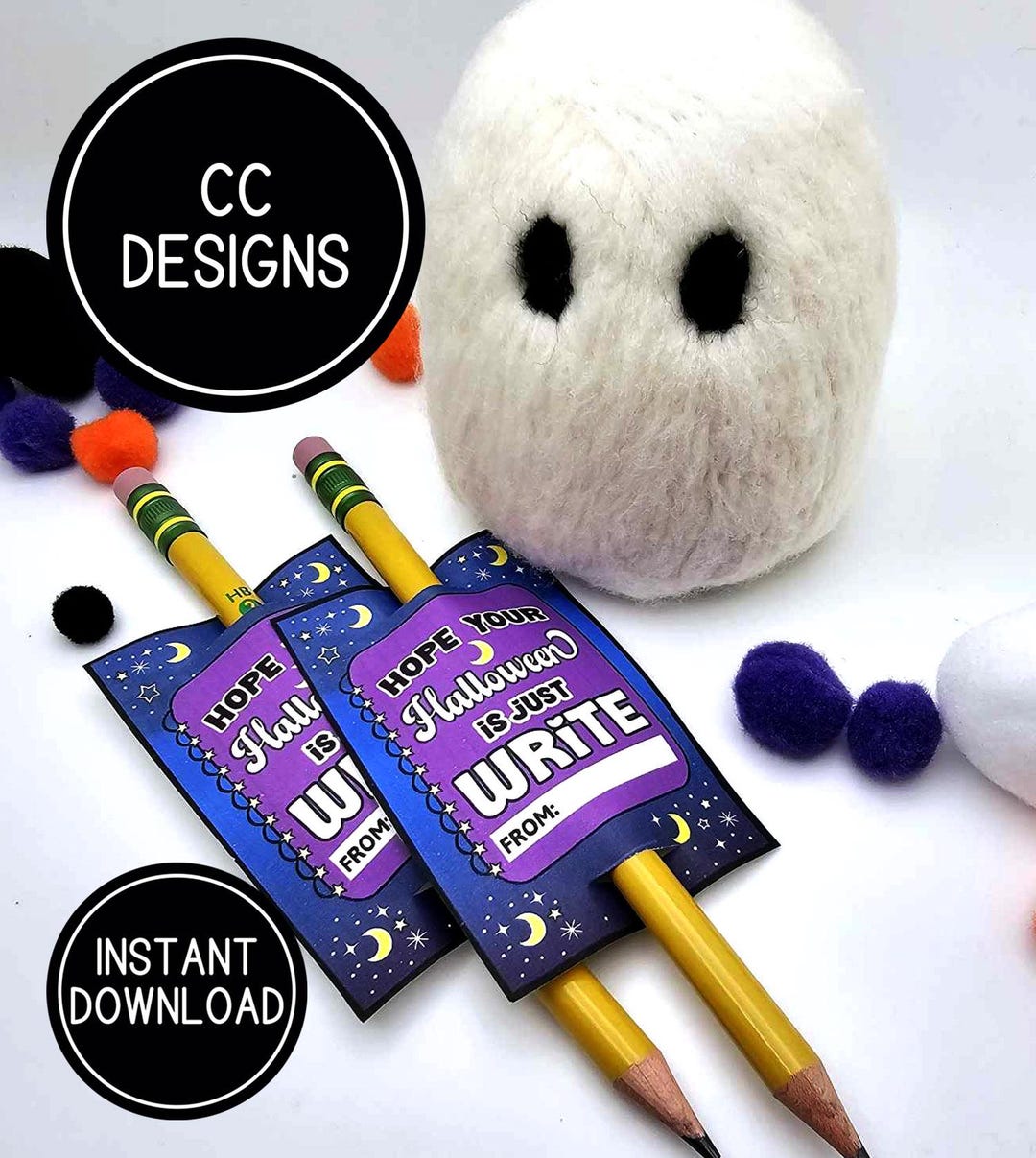 Halloween Party Favor Printable Spell Book Pencil Tag Classroom Favors ...