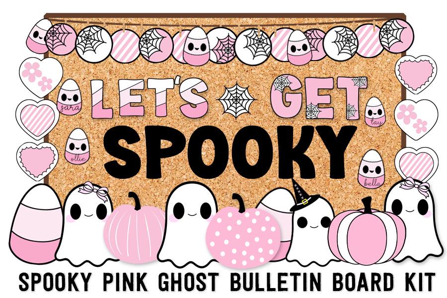 Spooky Pink Ghost Bulletin Board Kit | Let's Get Spooky Classroom Decor ...