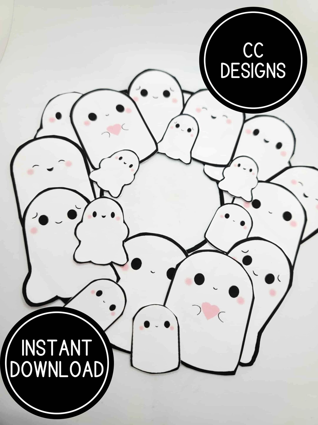 Halloween Ghost Craft Template |cute Ghost Wreath Printable | DIY ...