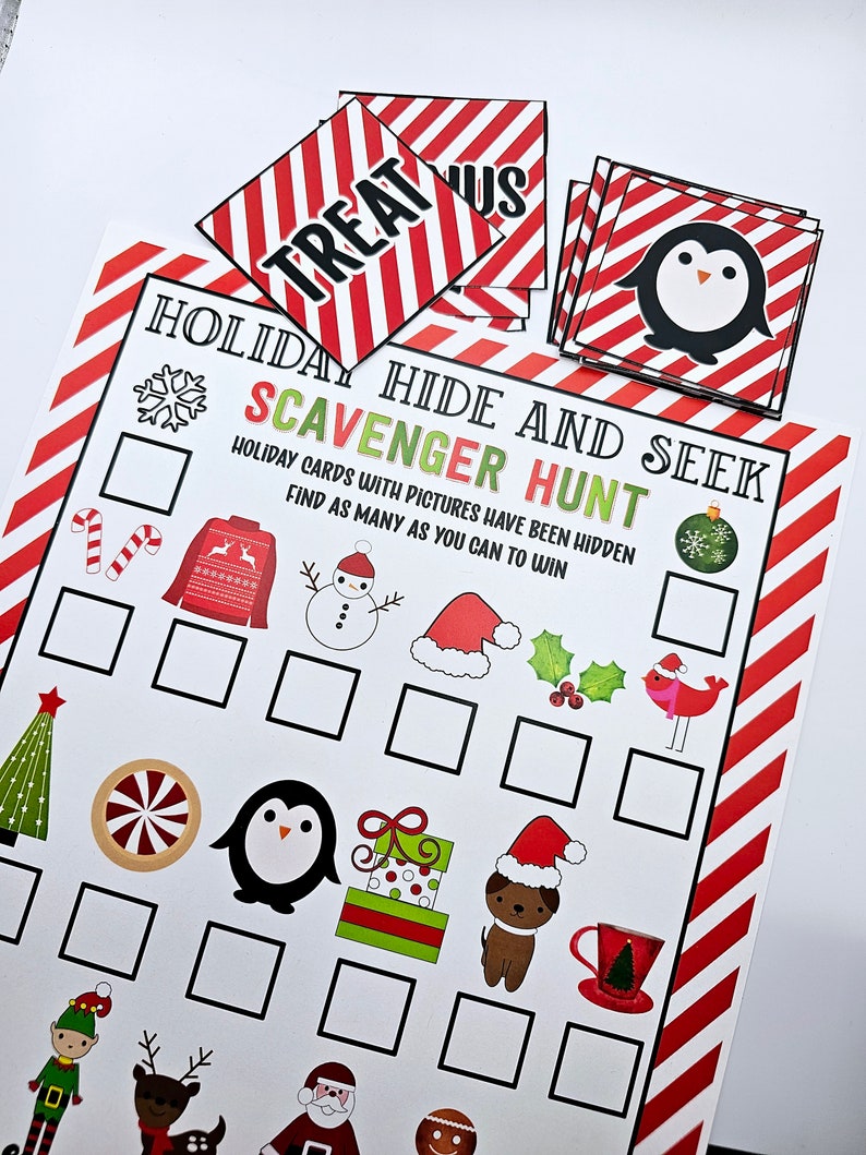 PRINTABLE Christmas Holiday Scavenger Indoor Hide Hunt Game Kids Hide ...