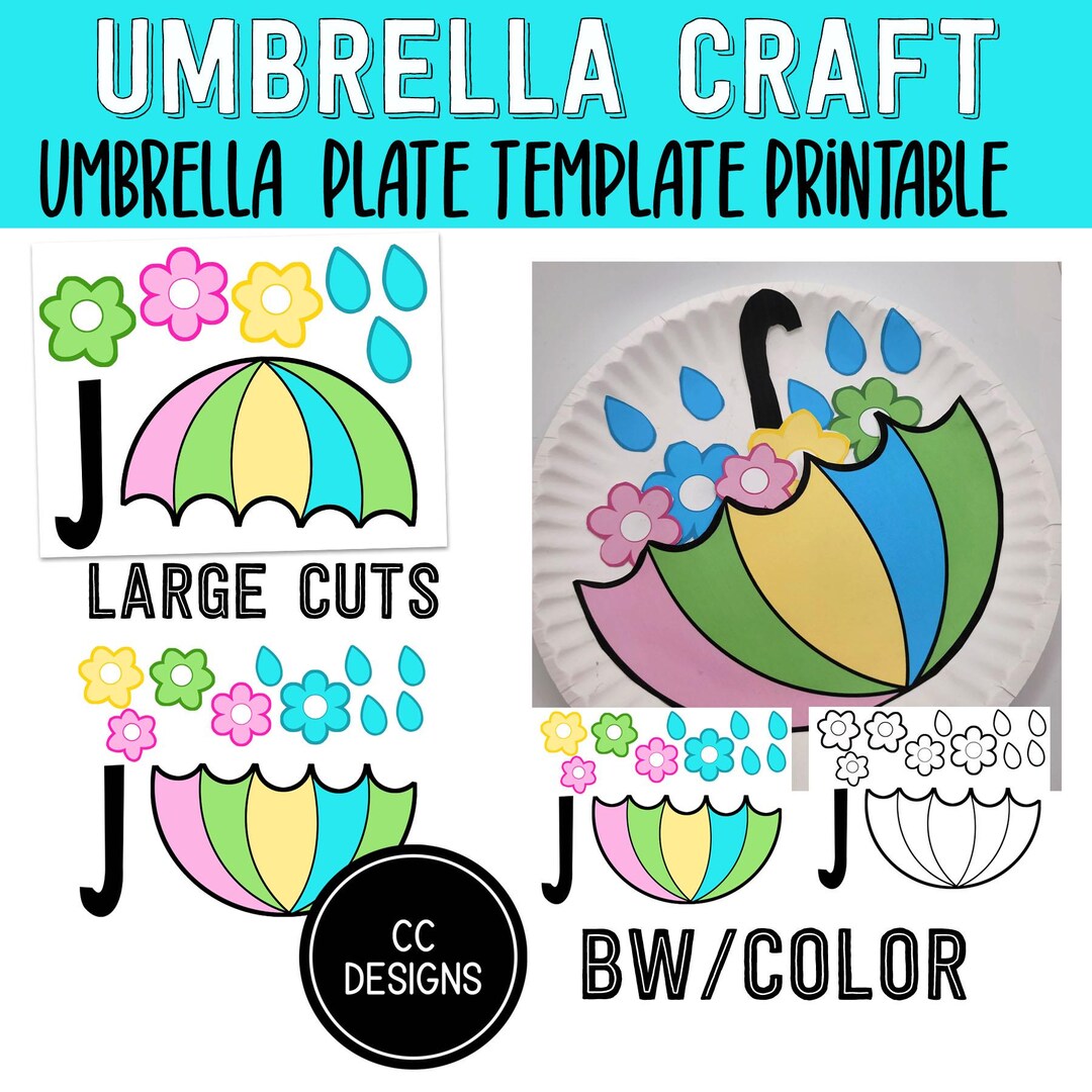 Spring Umbrella Craft Activity Umbrella April Craft Template Raindrop ...