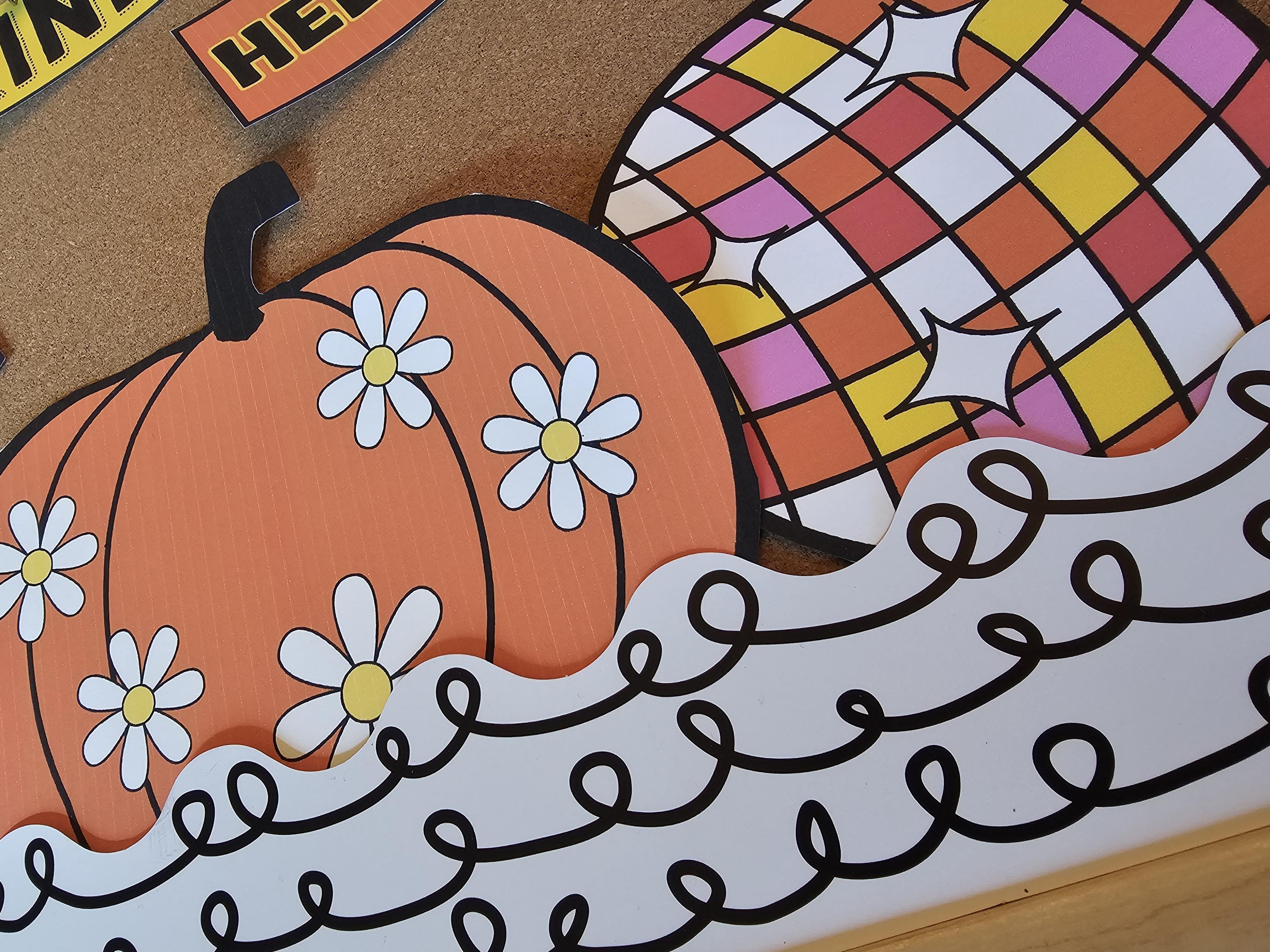 Groovy Fall Autumn Bulletin Board Kit Digital Art Door Kit Fall Themed ...