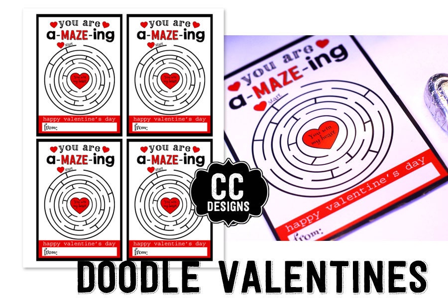 Valentine Maze Card Printable, Classroom Favor (PDF) Instant Download ...