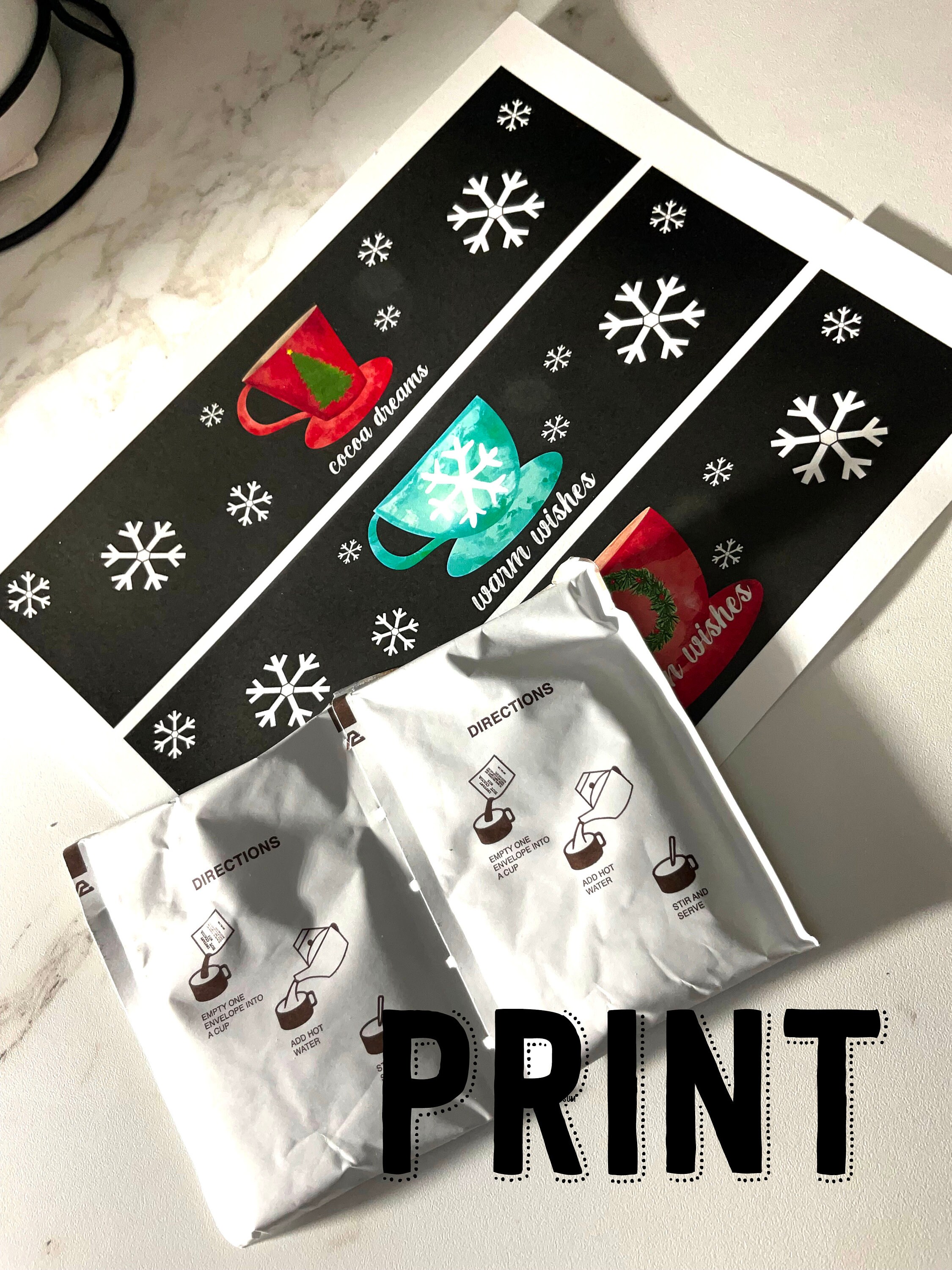 PRINTABLE Hot Chocolate Pack Wrap Tags Christmas Favor Hot Cocoa Treat ...