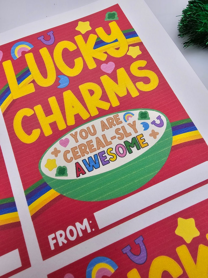 St Patrick's Printable St Patricks Day Lucky Charm Cereal Favor Tag Tag ...