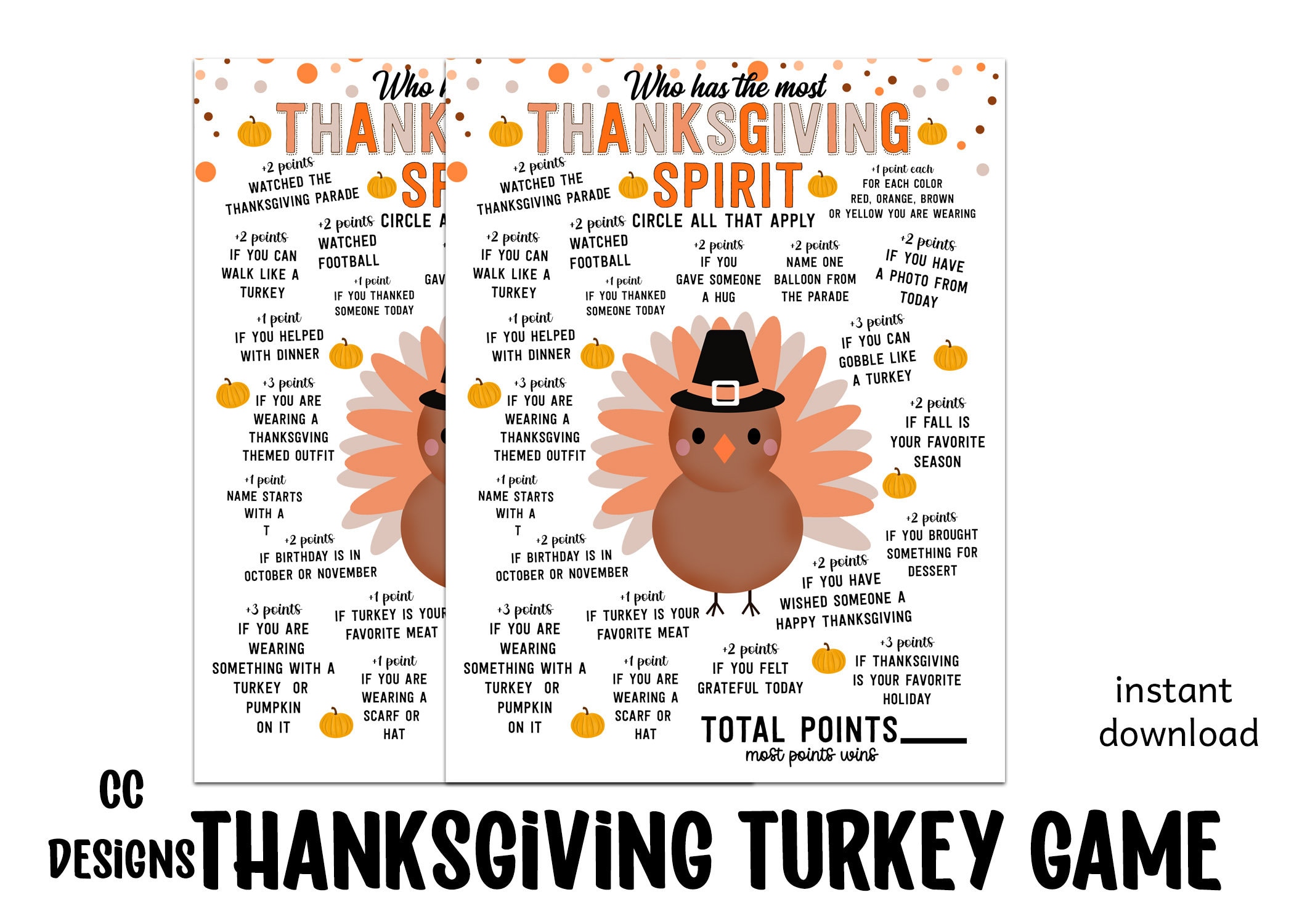 Thanksgiving Turkey Game Thanksgiving Spirit Party Game Are You a ...