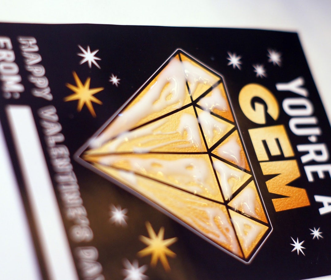 PRINTABLE Valentine Gem Glitter Card DIY Valentine's Day Card Gem Tween ...