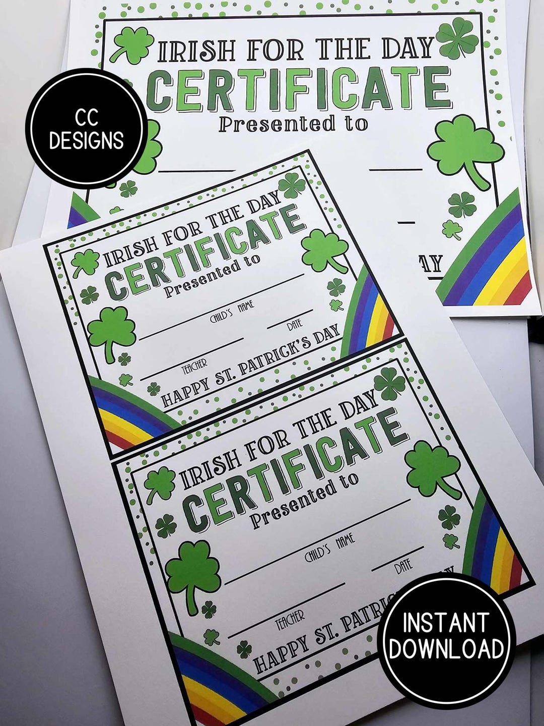 Irish St. Patrick's Day Certificate Fun Class Party Printable Party ...