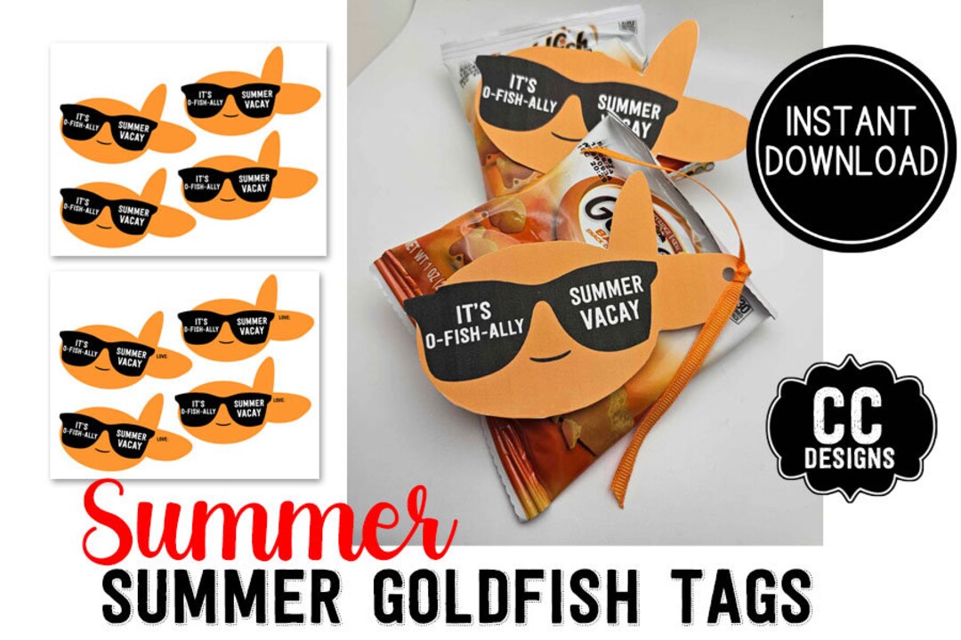 PRINTABLE Goldfish Cracker Digital Fish Summer Tags Summer Food Tags ...