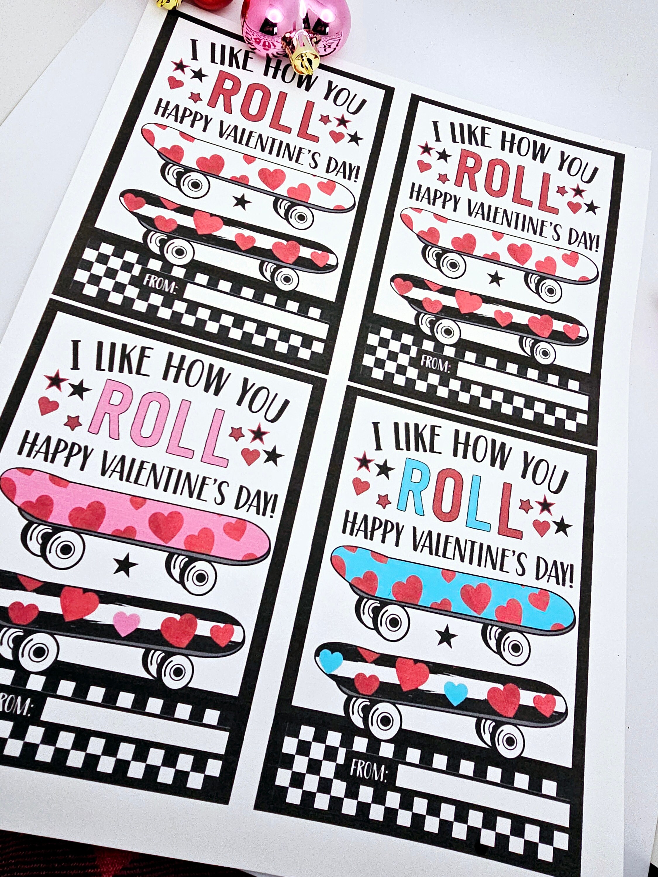 PRINTABLE Skateboard Valentine Favor Card Skate Boarding Valentine ...