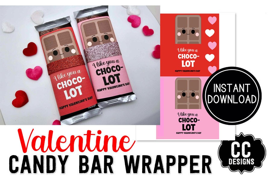 Valentine Printable Candy Bar Wrapper Cute Chocolate Bar for Class ...