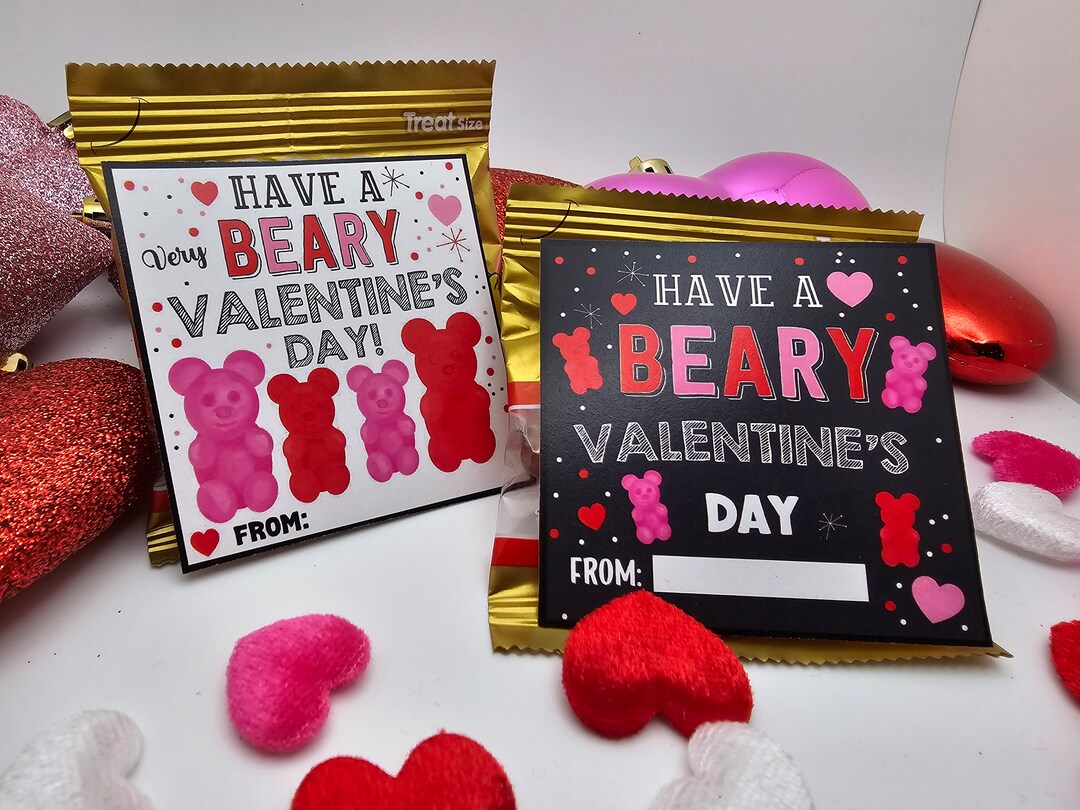 Valentine Printable Gummi Bear Tags Valentine's Day Treat Favor Tags - Etsy