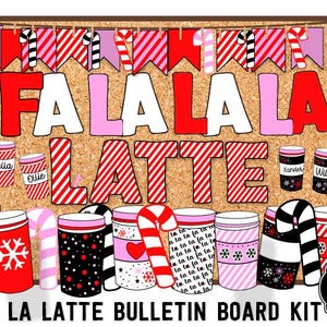 Fa La Latte Christmas Bulletin Board Kit Holiday Coffee Classroom Door ...