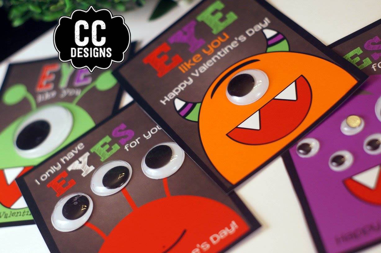 PRINTABLE Monster Love Googly Eyes Valentine Cards Classroom Monster ...
