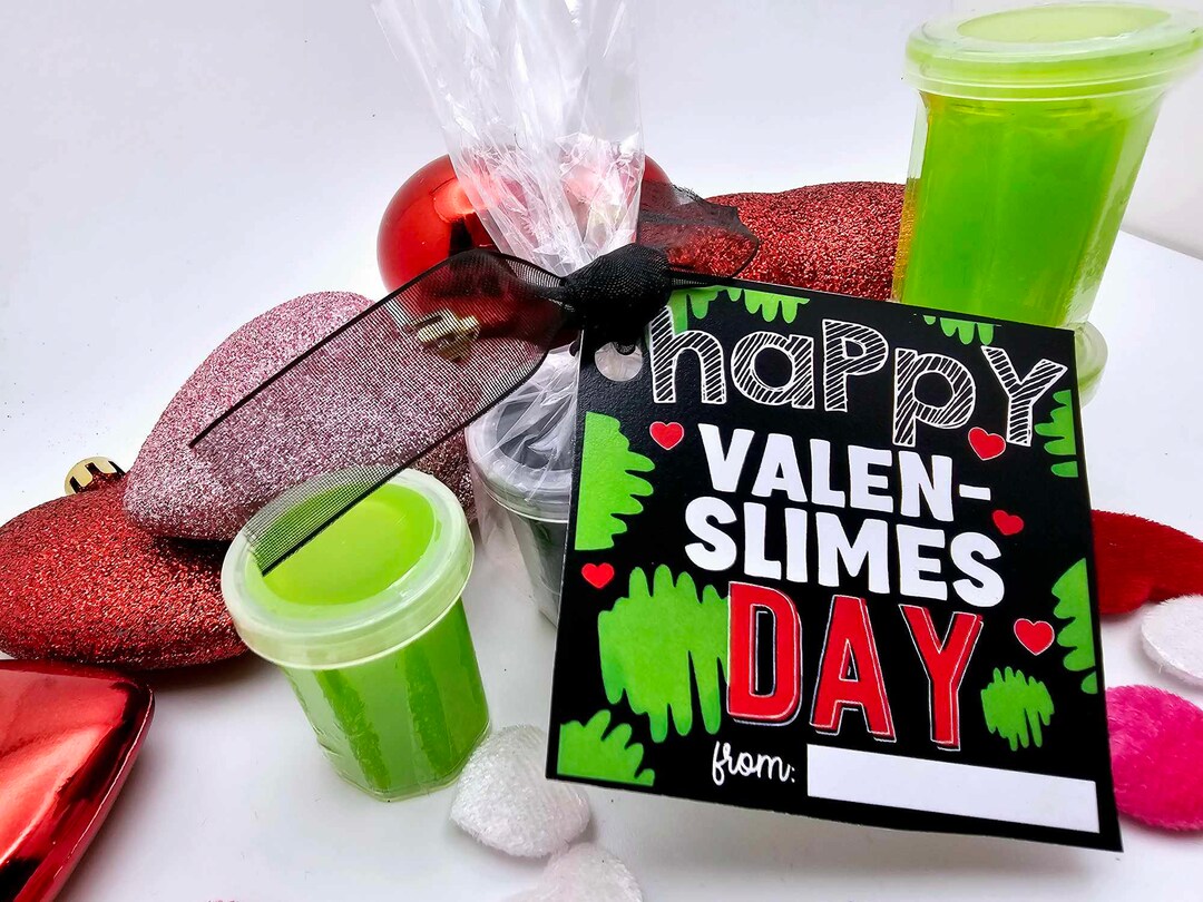 Slime Valentine Day Printable Favor Tag Valentine's Day Card for Hand ...