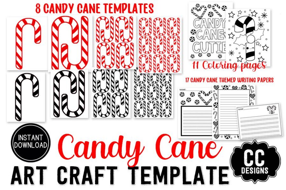 Candy Cane Art Craft Templates Coloring Sheets Candy Cane Themed ...