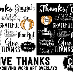 Give Thanks Word Art Overlays Clip Art and Alpha Thanksgiving - Etsy