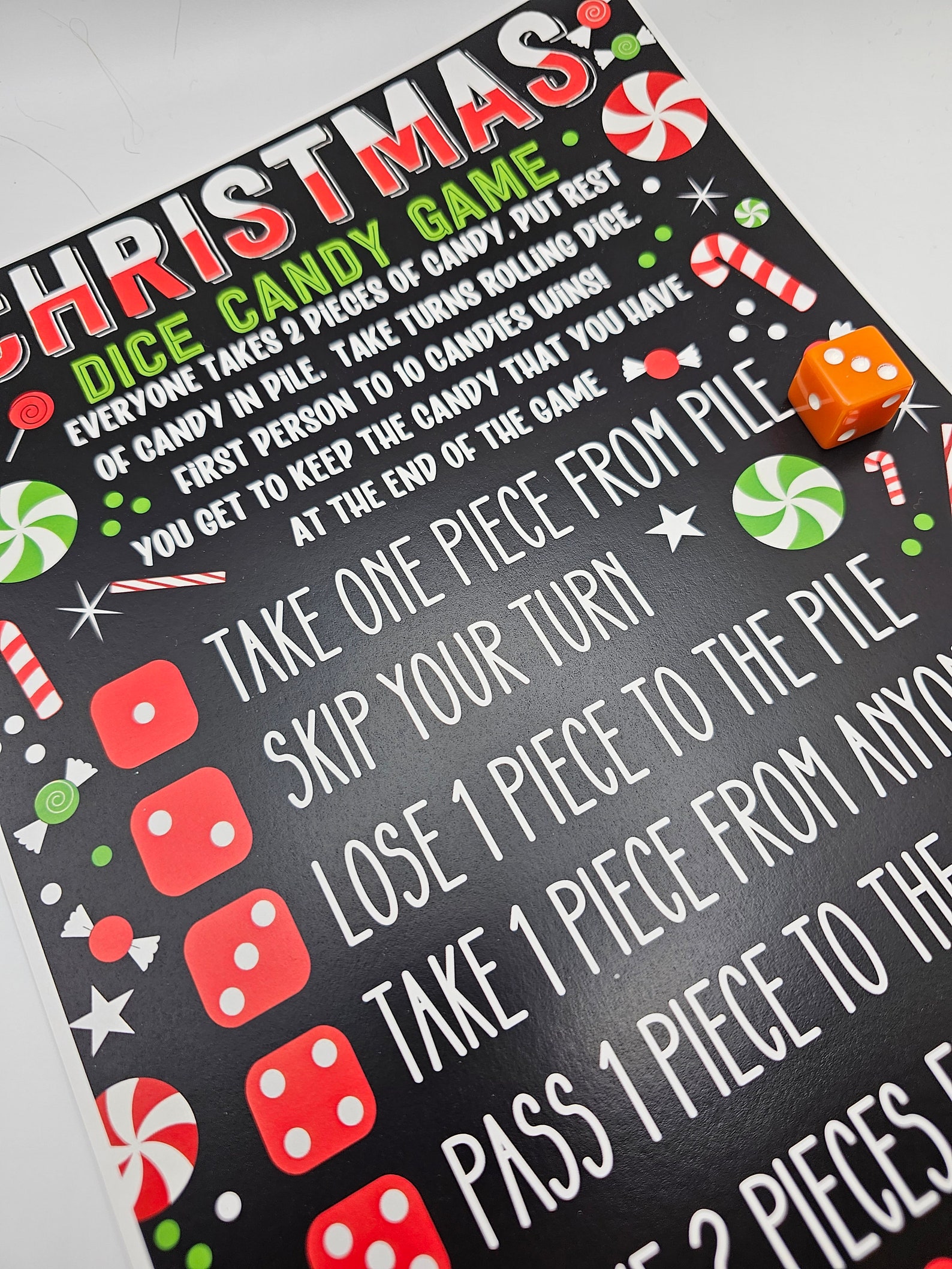 Christmas Roll the Dice Crazy Candy Charades AND Candy Swap Fun Family ...