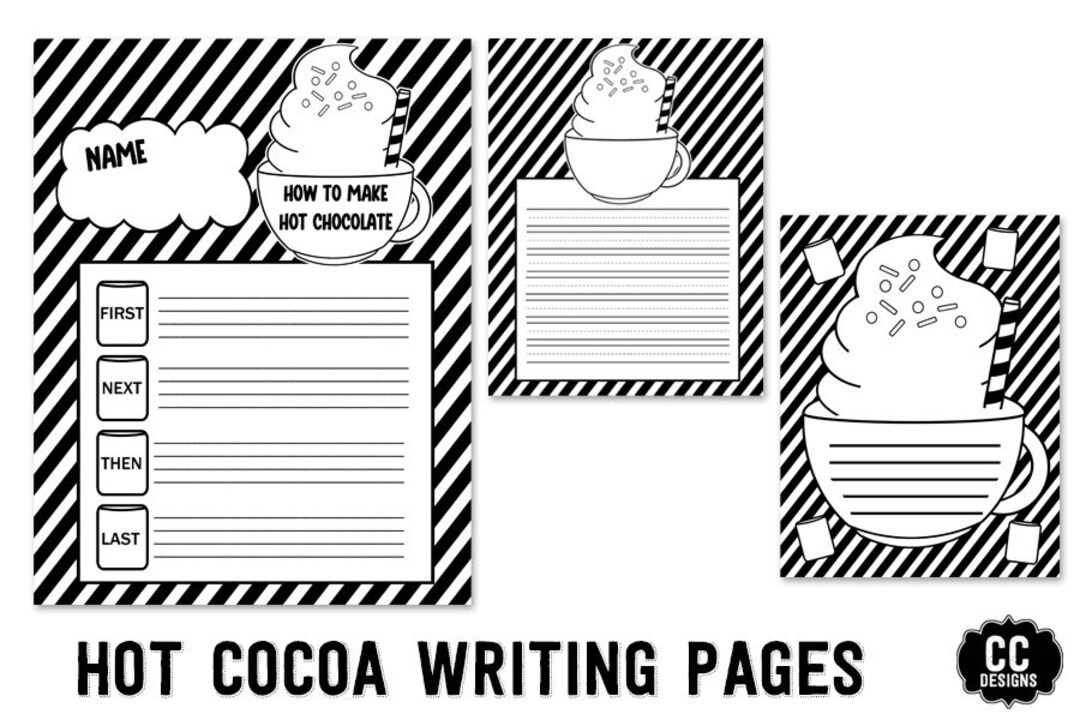 Hot Cocoa Winter Christmas Printable Writing Pages Holiday Prompt Hot ...