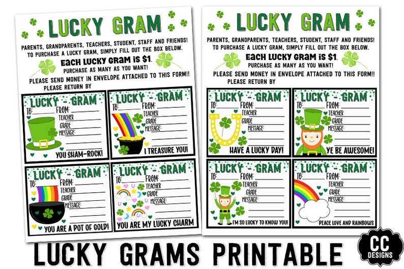 PRINTABLE School Gram Lucky Gram Digital PTO Fundraiser Notes St ...