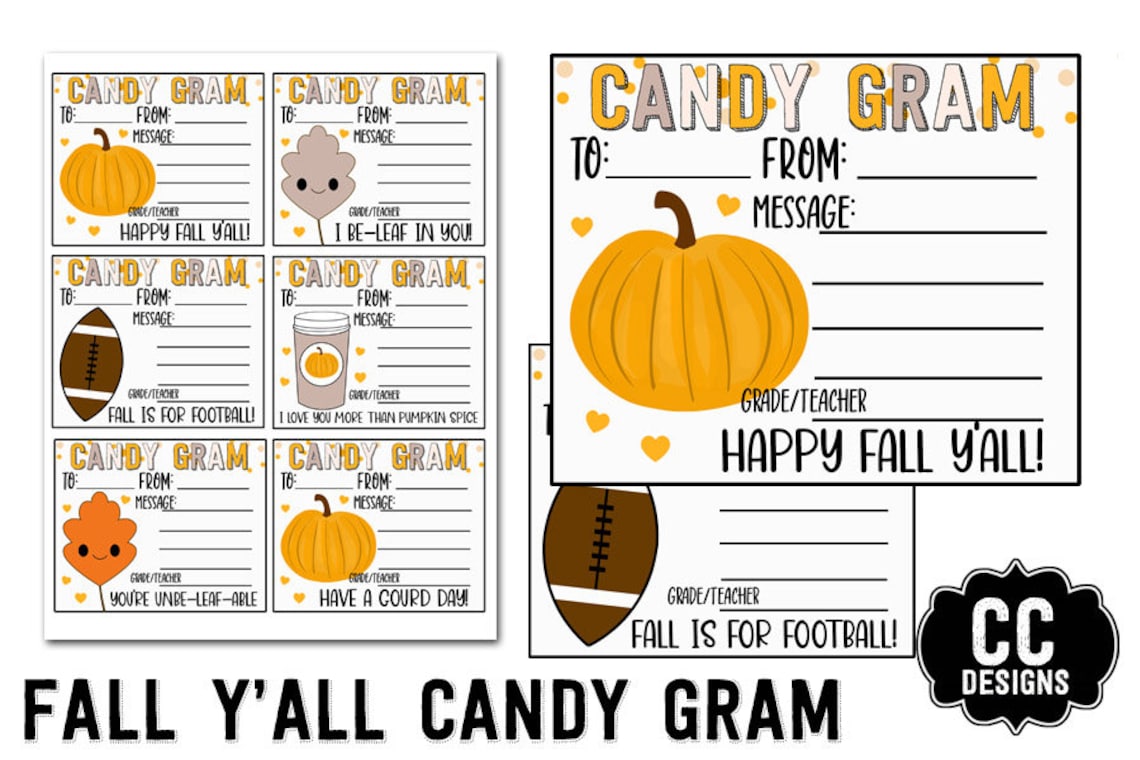 PRINTABLE Fall Y'all Autumn Candy Gram PTO Fundraiser Classroom Fun ...