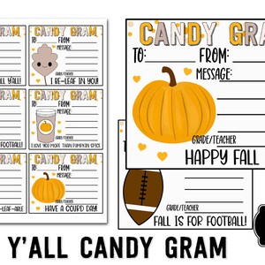 PRINTABLE Fall Y'all Autumn Candy Gram PTO Fundraiser Classroom Fun ...