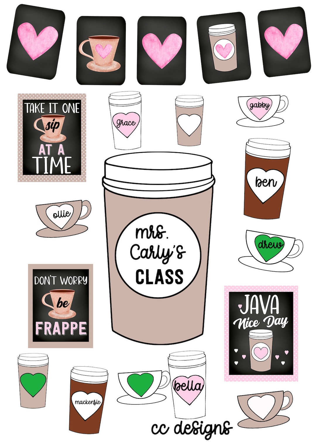 PRINTABLE Latte Love Coffee Door Bulletin Board Teacher Room Decor ...